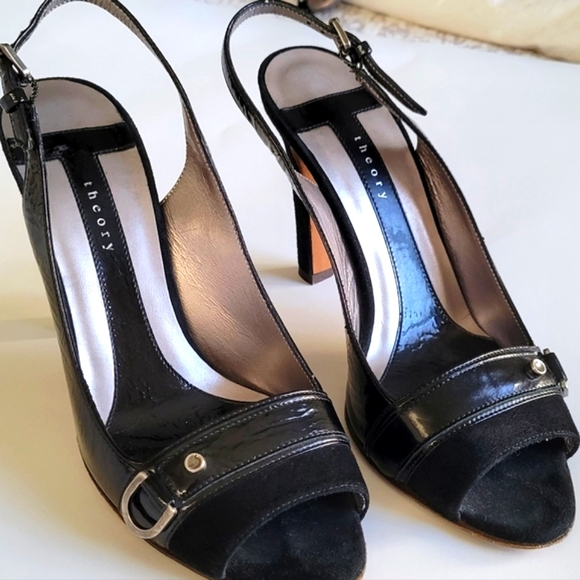 Theory | Shoes | Theory Sela Slingback Heels In Patent Leather And ...